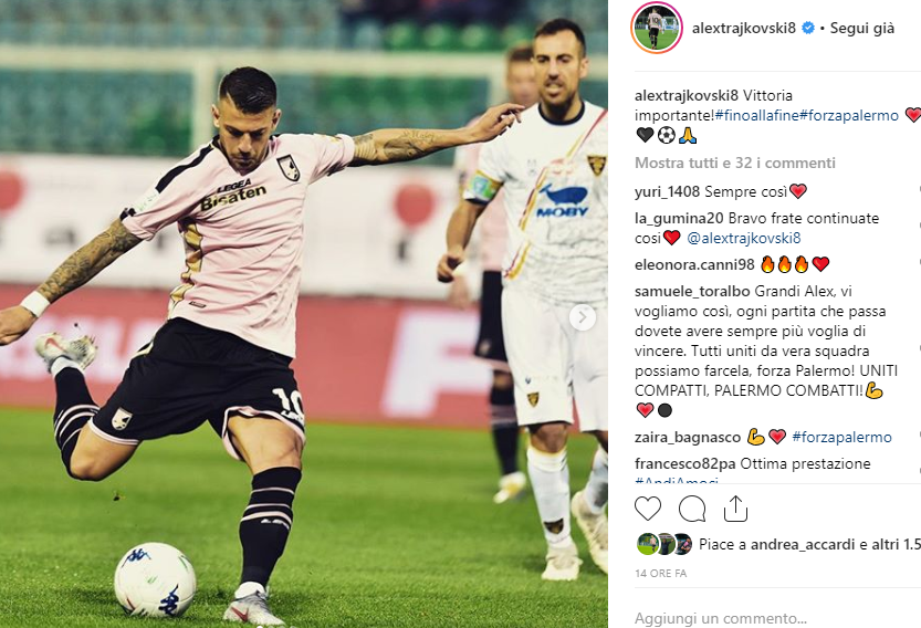 La Gumina manda un messaggio d'amore per Trajkovski e il Palermo / FOTO ...